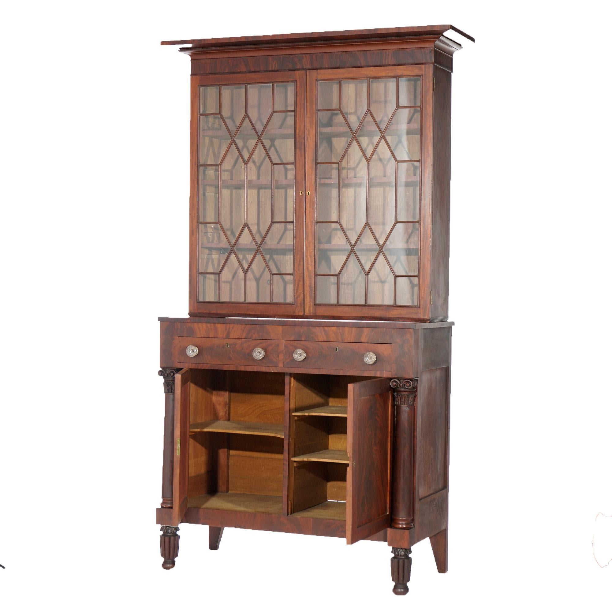 Antique Empire Flame Mahogany Step Back Cabinet Circa 1840 at 1stDibs