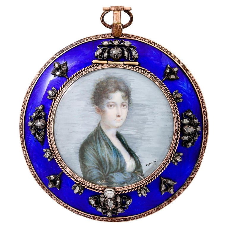 Antique Empire Powder Compact with Diamonds For Sale at 1stDibs