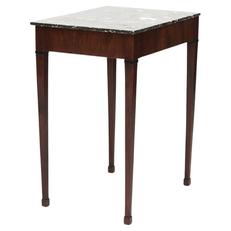 Antique Empire Side Table, Gray Marble Top, C 1810 For Sale at 1stDibs