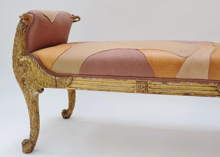 Antique Empire Style Gilded Scroll Arm Window Bench with Winged Eagle ...