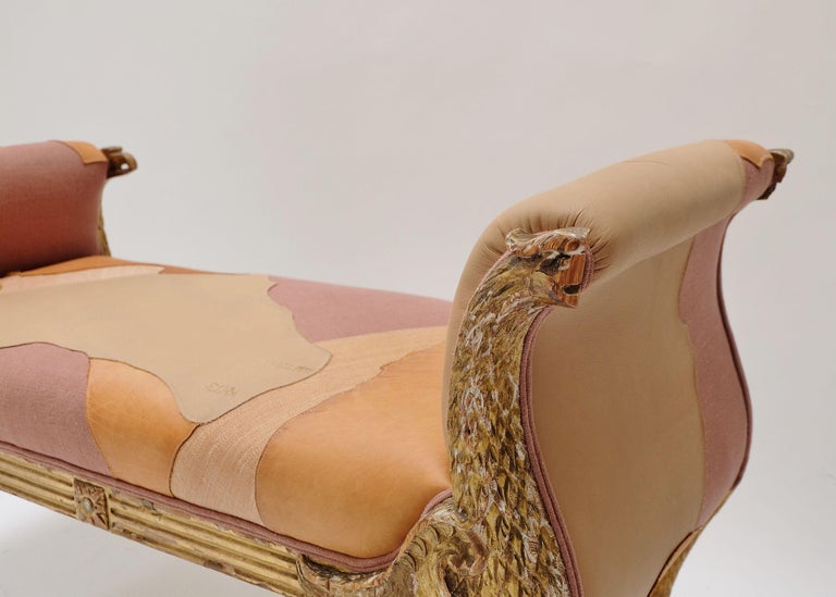 Antique Empire Style Gilded Scroll Arm Window Bench with Winged Eagle ...