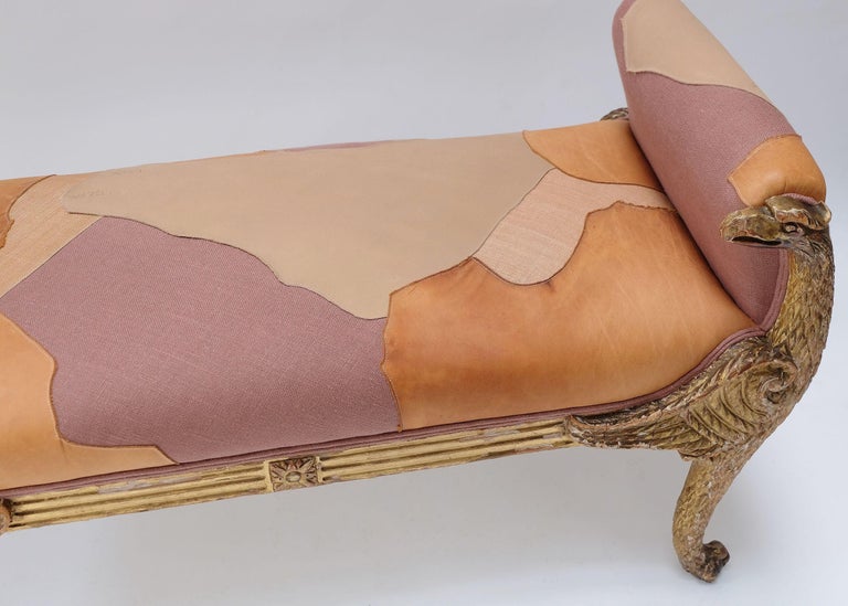 Antique Empire Style Gilded Scroll Arm Window Bench with Winged Eagle ...