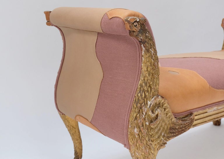 Antique Empire Style Gilded Scroll Arm Window Bench with Winged Eagle ...