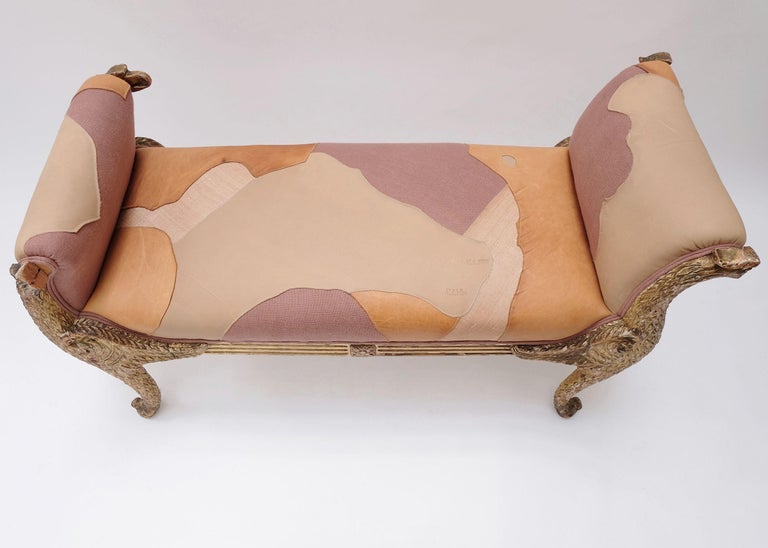 Antique Empire Style Gilded Scroll Arm Window Bench with Winged Eagle ...