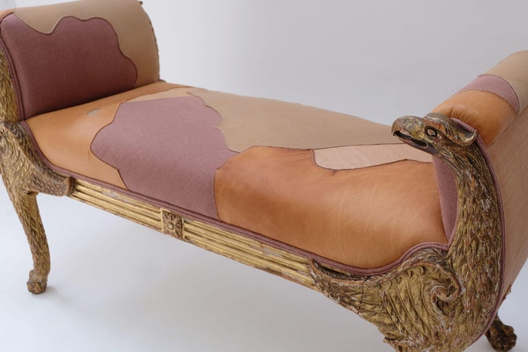 Antique Empire Style Gilded Scroll Arm Window Bench with Winged Eagle ...