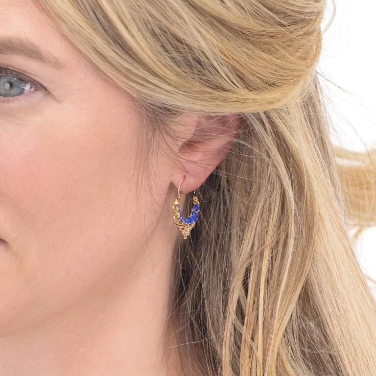 Antique Enamel and Gold Earrings For Sale at 1stDibs