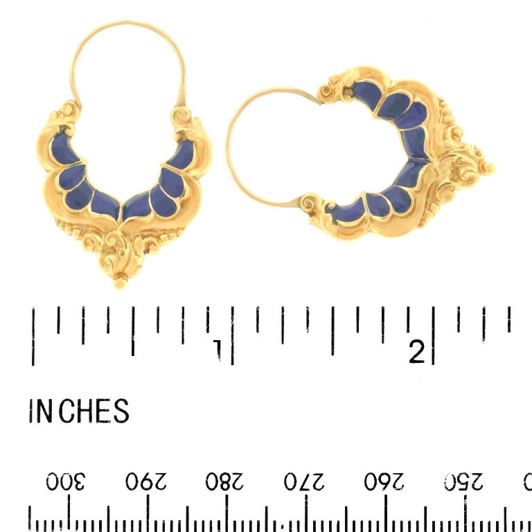 Antique Enamel and Gold Earrings For Sale at 1stDibs