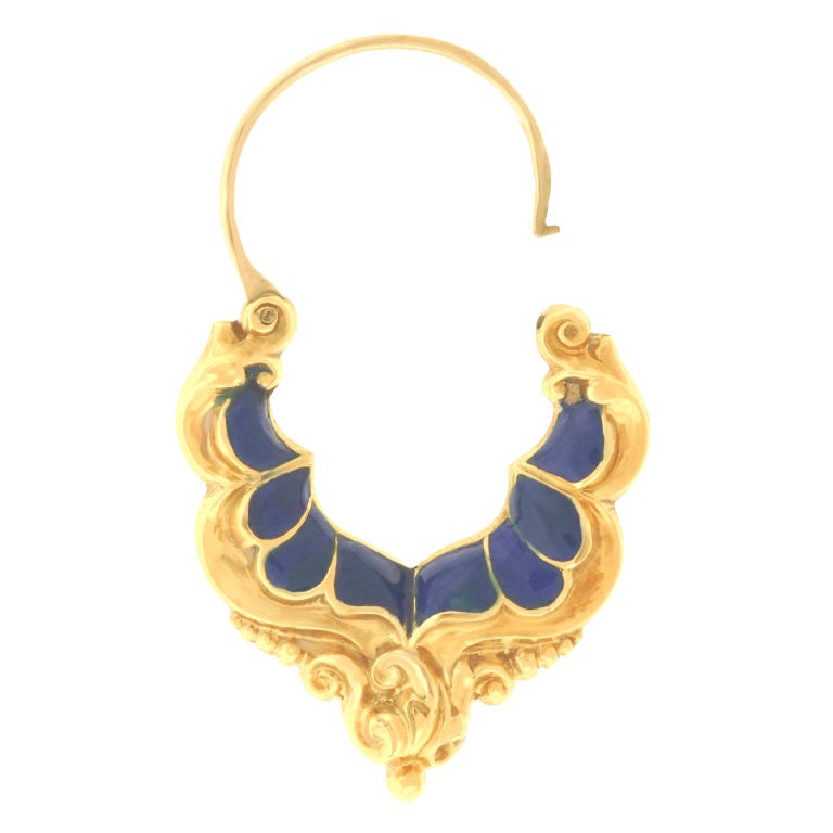 Antique Enamel and Gold Earrings For Sale at 1stDibs