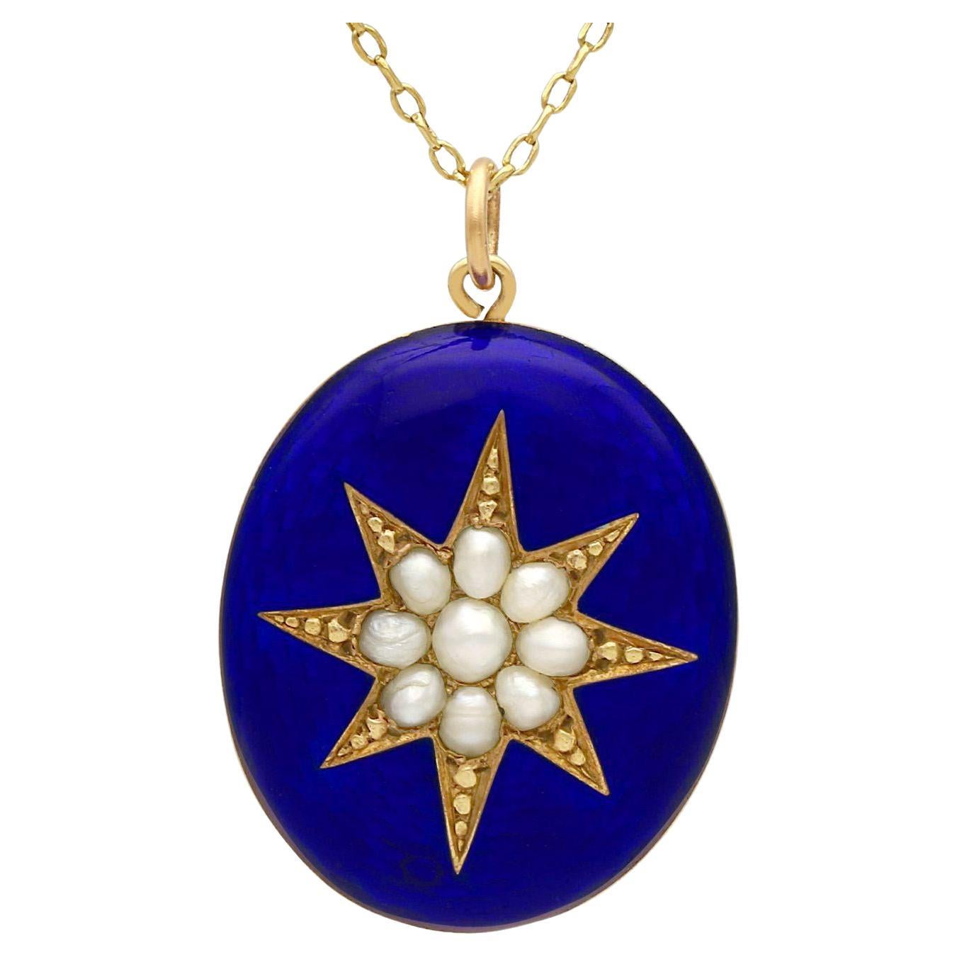Antique Enamel Locket and Chain, circa 1905 at 1stDibs