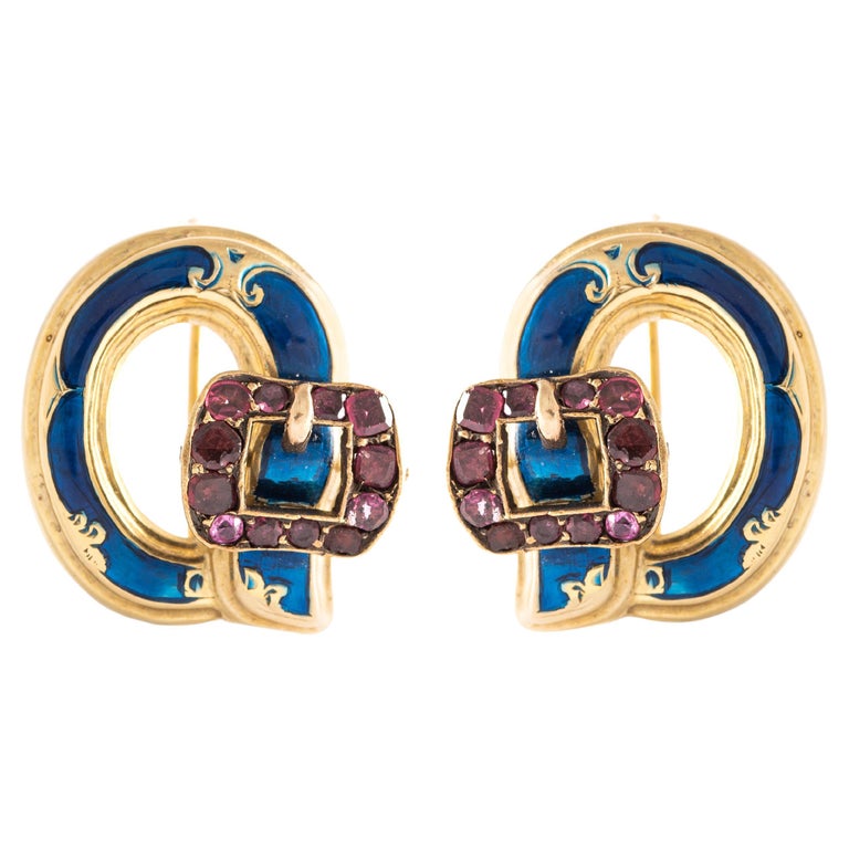 Antique Enamel Earrings For Sale at 1stDibs