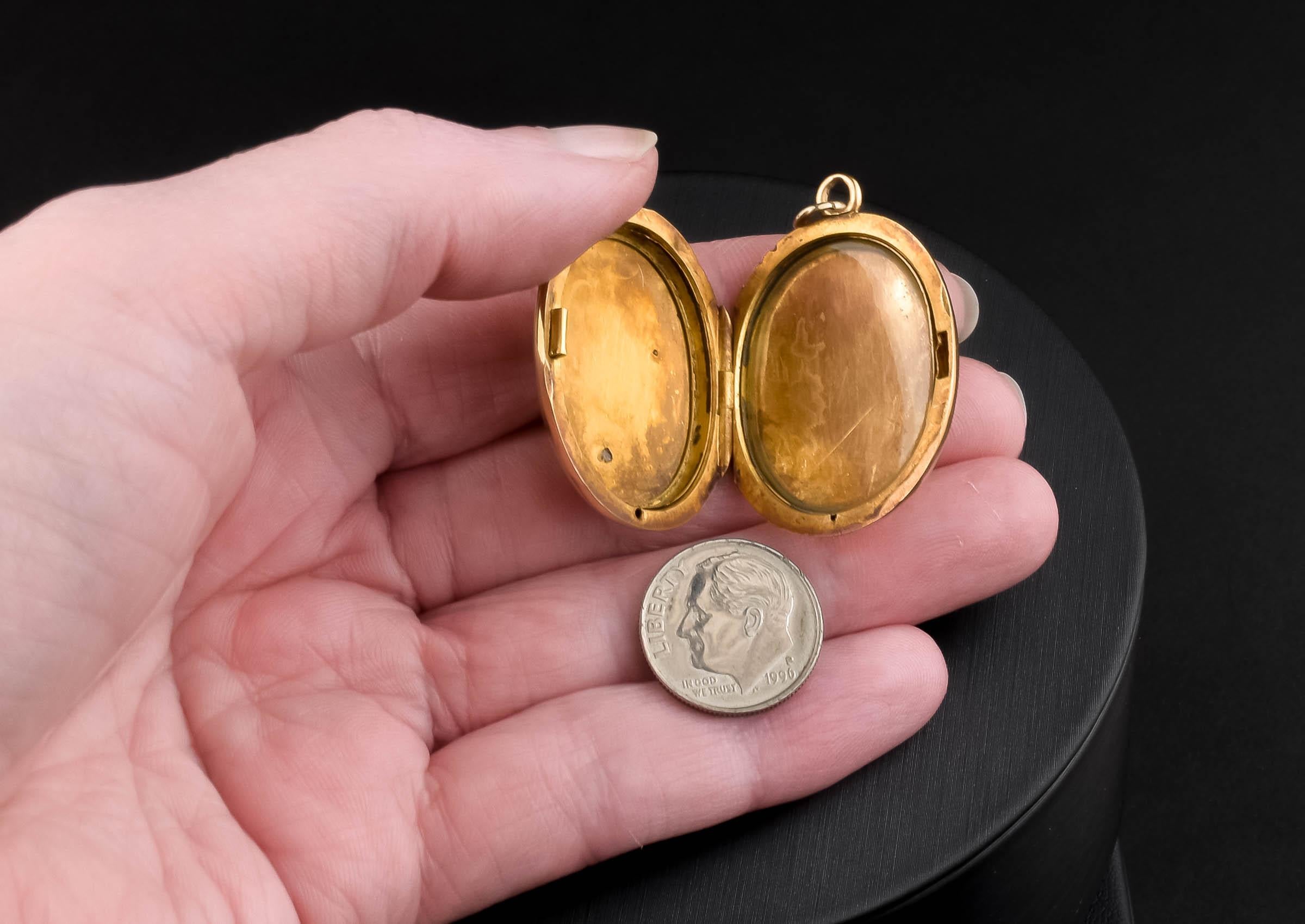 Antique Enamel Portrait Diamond Locket with Rose Cut Diamonds For Sale ...