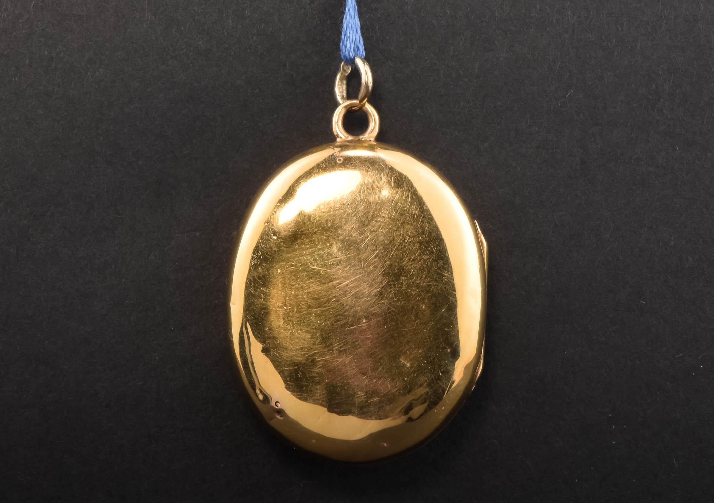 Antique Enamel Portrait Diamond Locket with Rose Cut Diamonds For Sale ...