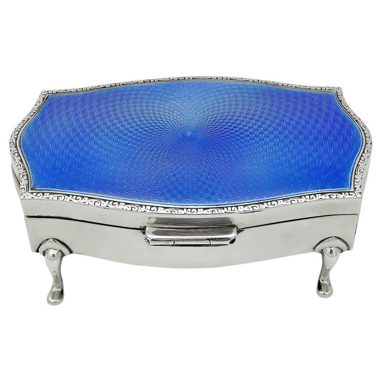 Antique Enamel and Sterling Jewelry Box at 1stDibs