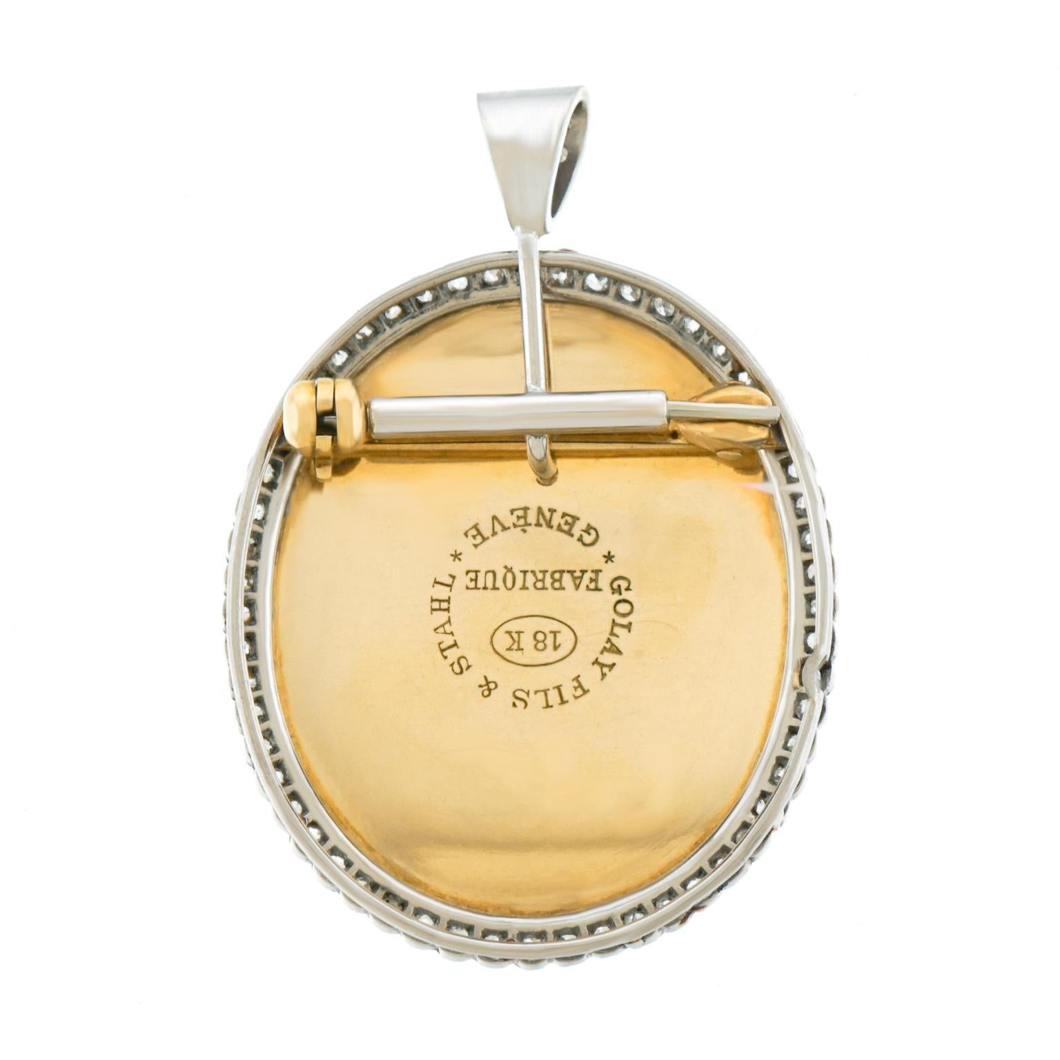 Antique Enameled Portrait Pin-Pendant at 1stDibs