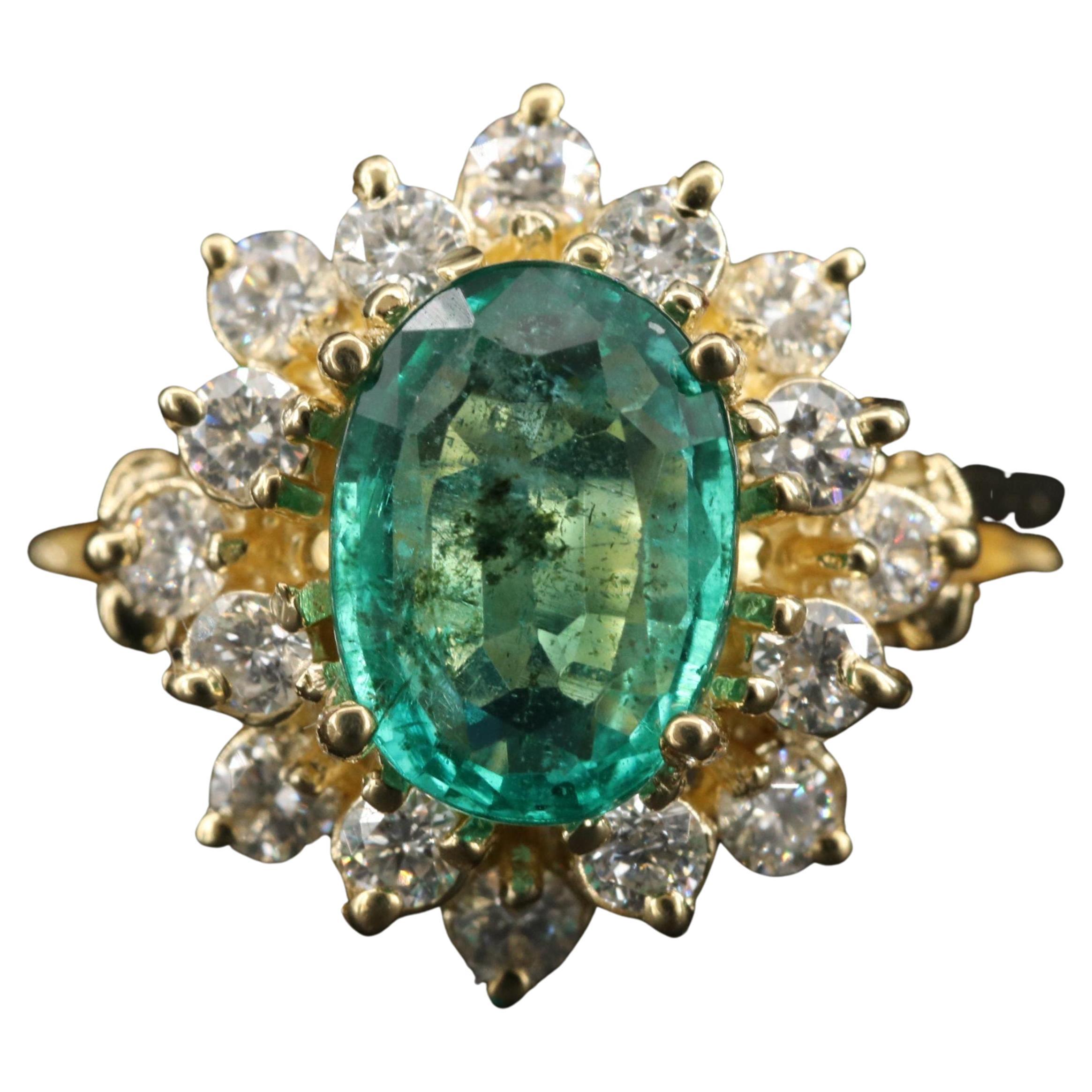 Customizable Vintage Pear Cut Emerald Engagement Ring, Antique Emerald ...