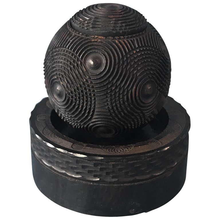 Antique Engine Turned Puzzle Ball Box at 1stDibs