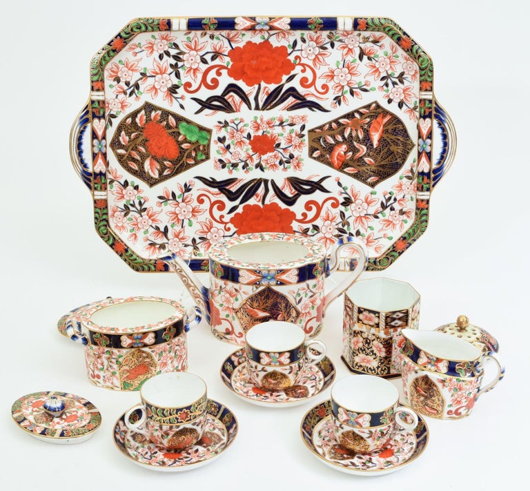 Antique England Royal Crown Derby Imari Porcelain Tea Service at 1stDibs