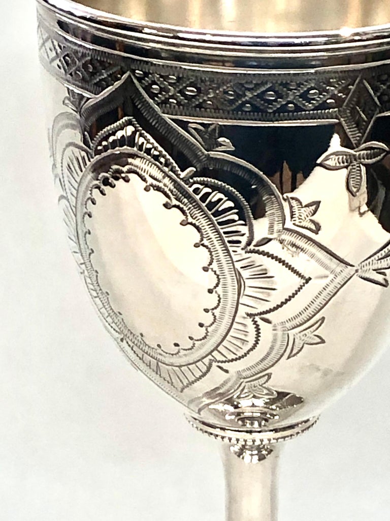 English 19th Century Sheffield Silverplate Hand Engraved Lg. Chalice ...