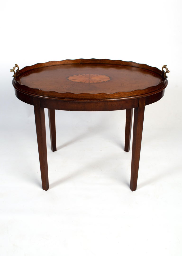 Antique English 19th Century Sheraton Revival Mahogany Tray Table For ...