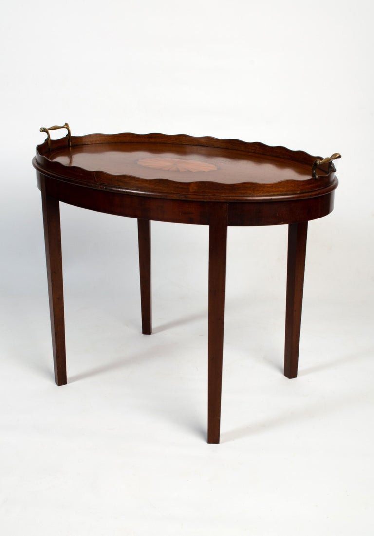 Antique English 19th Century Sheraton Revival Mahogany Tray Table For ...
