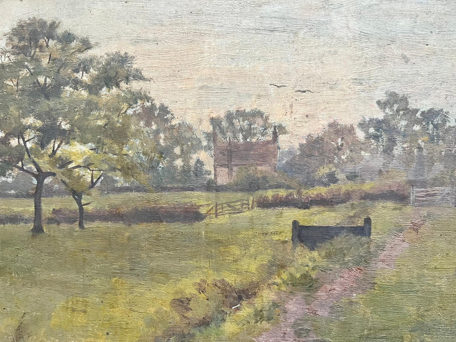 Antique English - Antique Victorian English Oil Empty Animal Field With ...