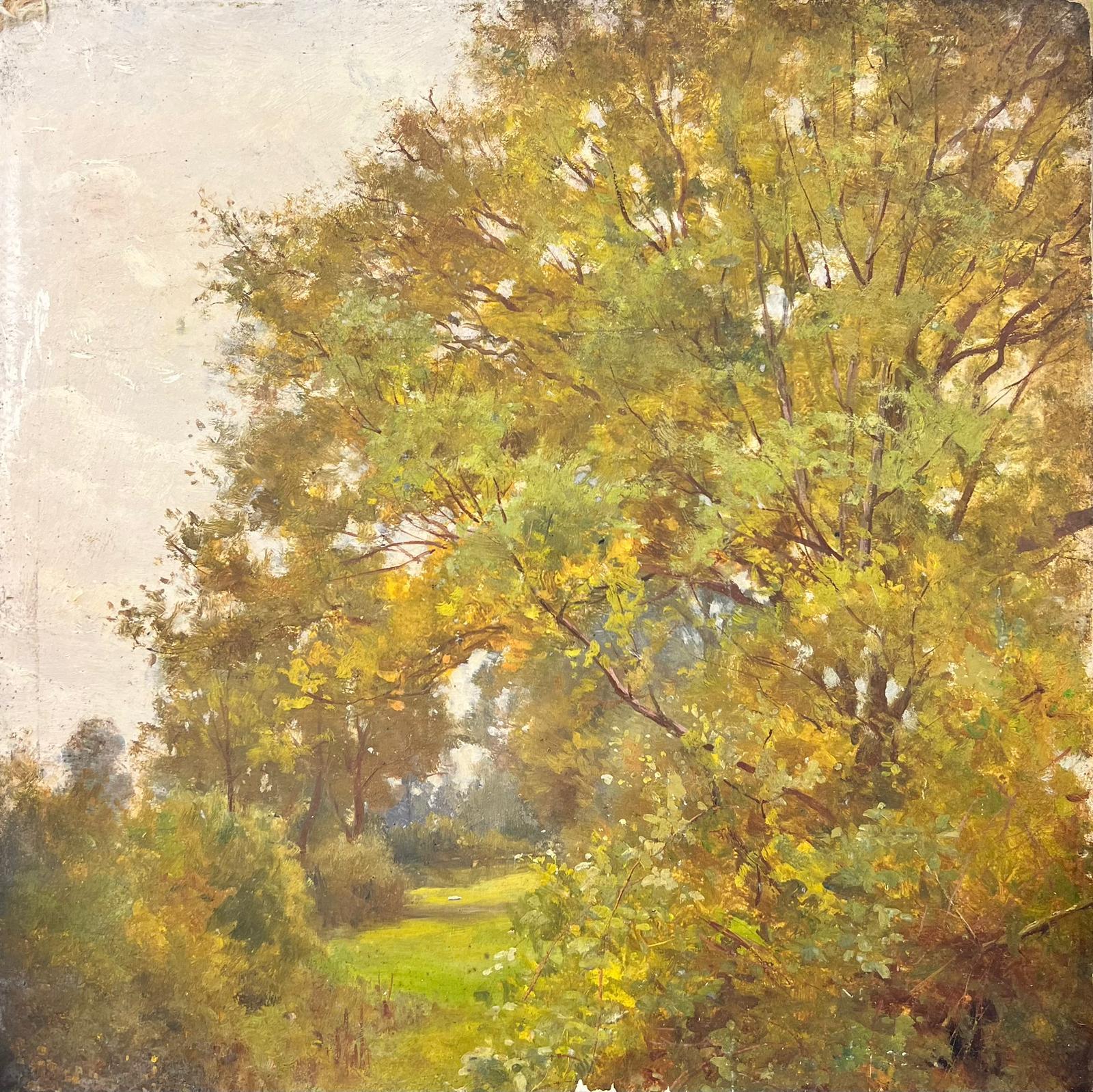Antique English - Antique Victorian English Oil Trees Leaning Over ...
