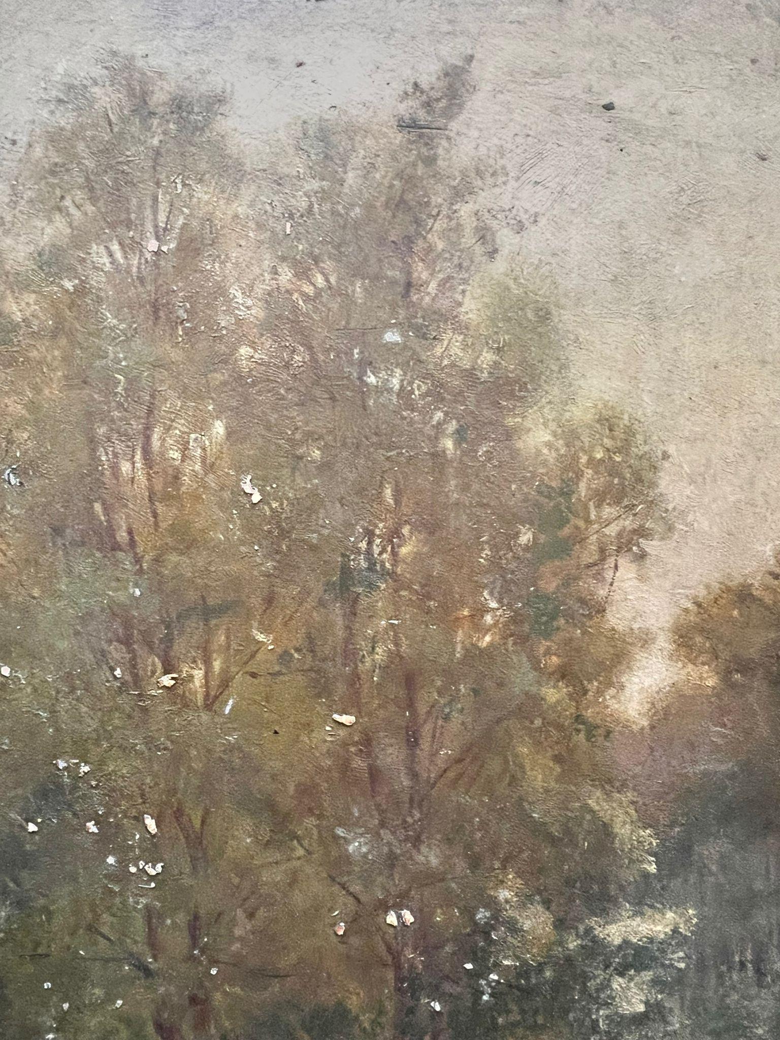 Antique English - Antique Victorian English Oil Two Tall Trees ...