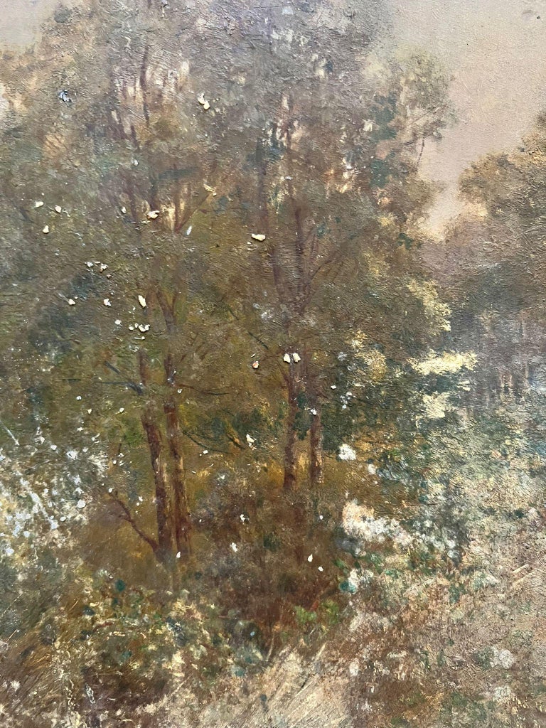 Antique English - Antique Victorian English Oil Two Tall Trees ...