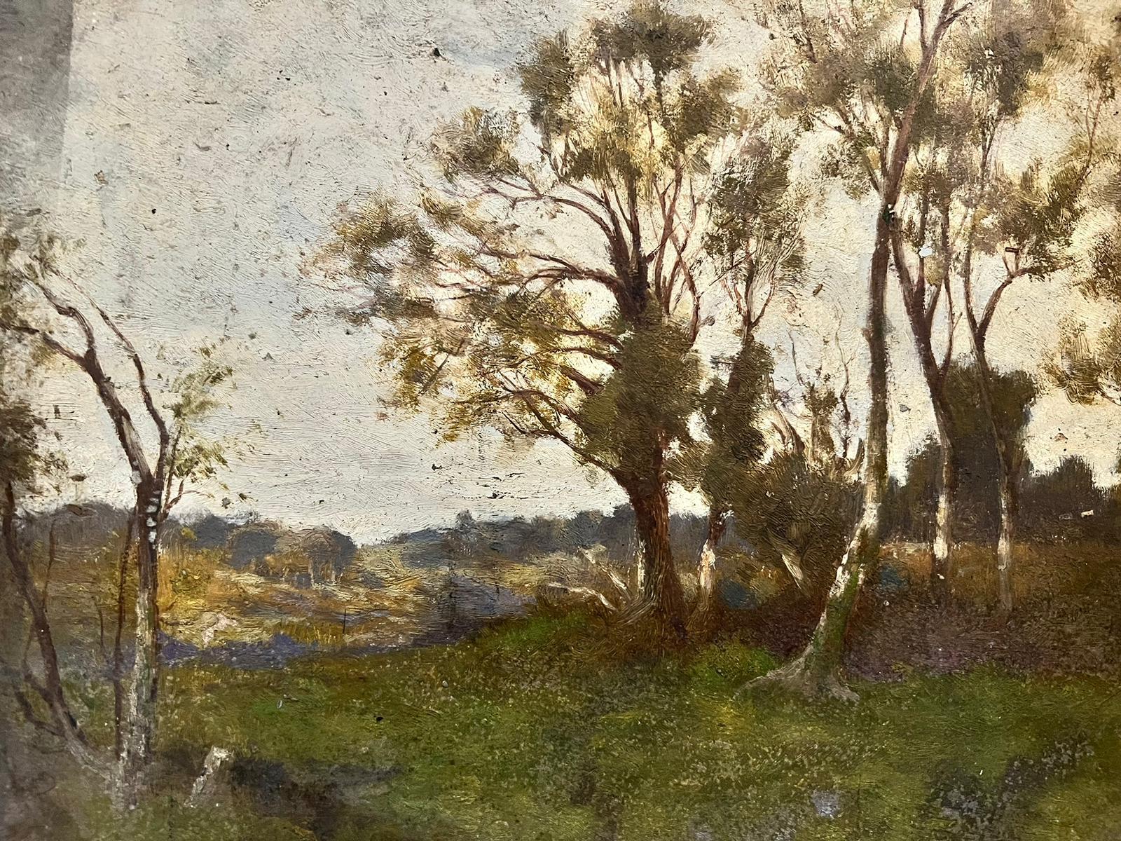 Antique English - Antique Victorian English Oil Winter Tree's Woodland ...