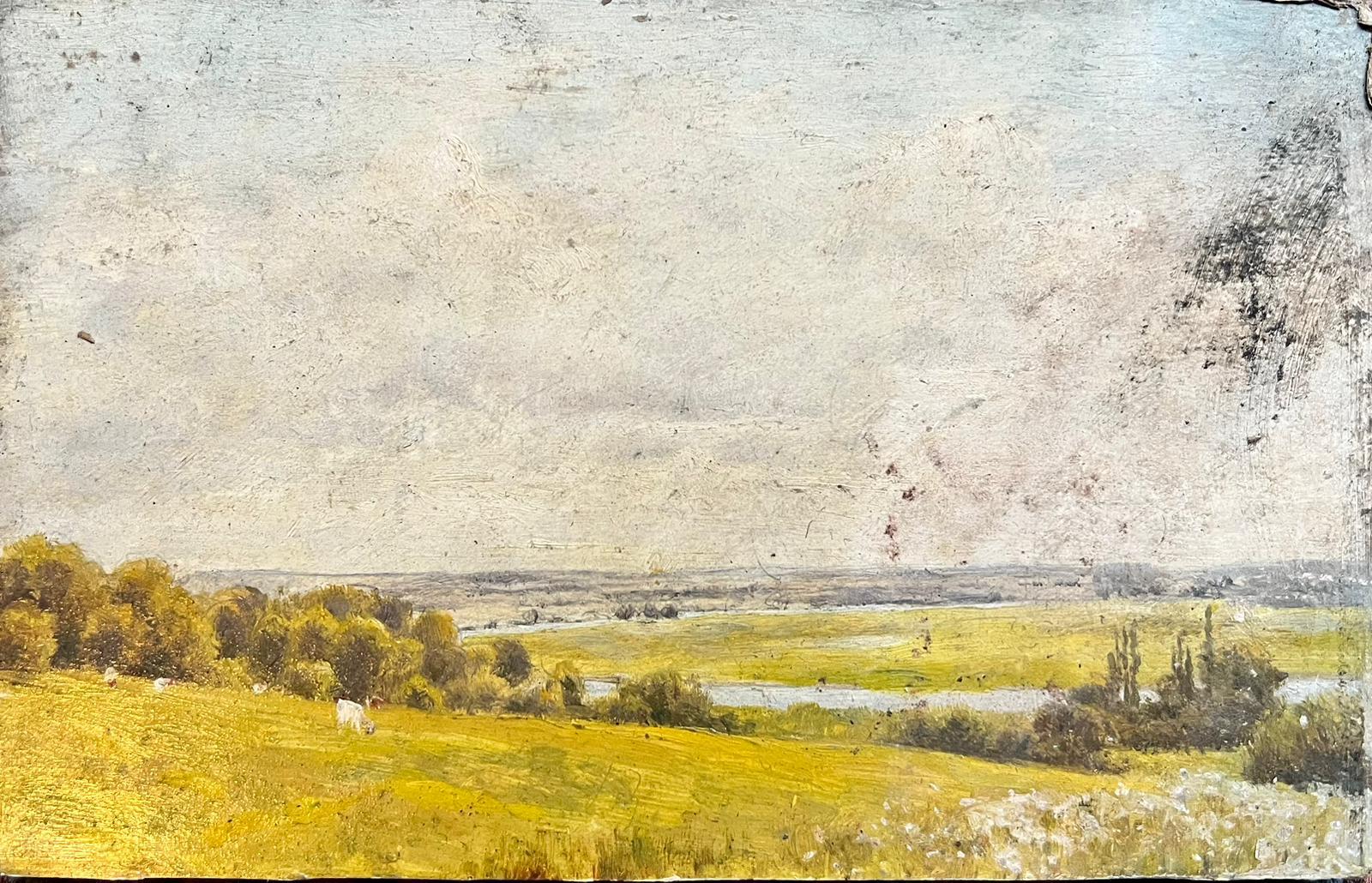 Antique English - Antique Victorian English Open Sheep Field Landscape ...
