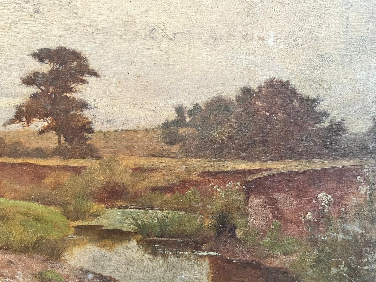 Antique English - Antique Victorian English River Flowing Through Field ...