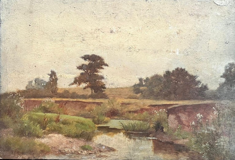 Antique English - Antique Victorian English River Flowing Through Field ...