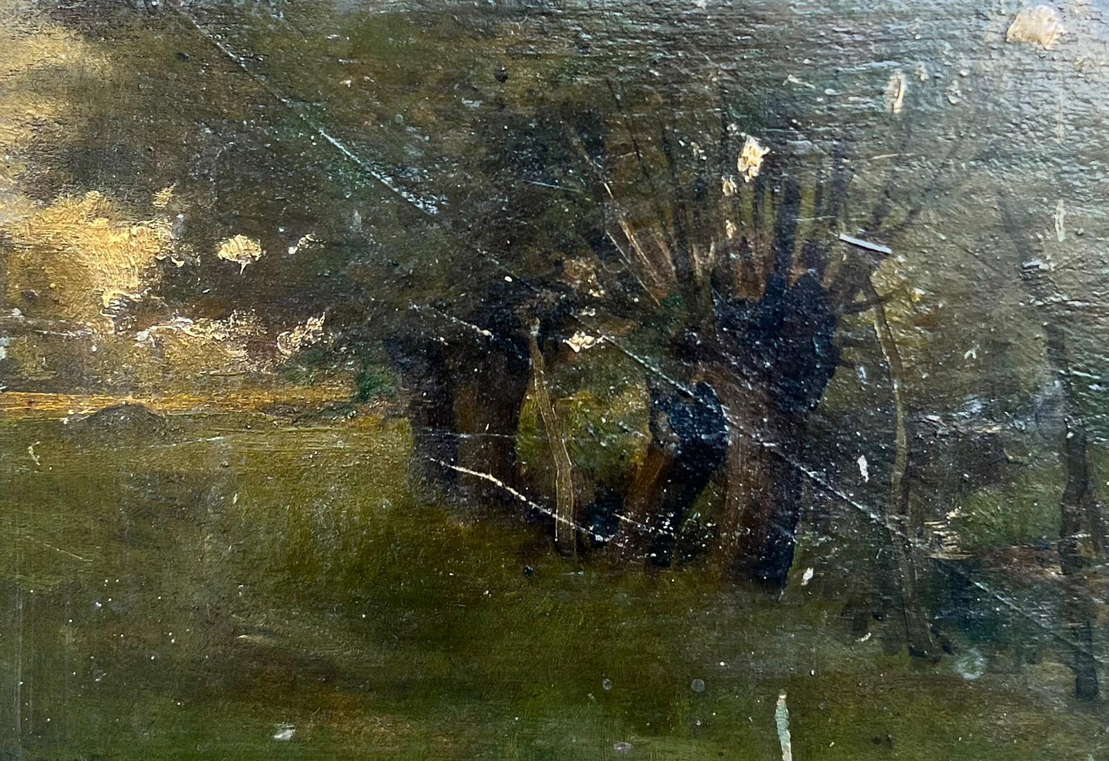 Antique English - Antique Victorian English Oil Winter Tree's Woodland ...