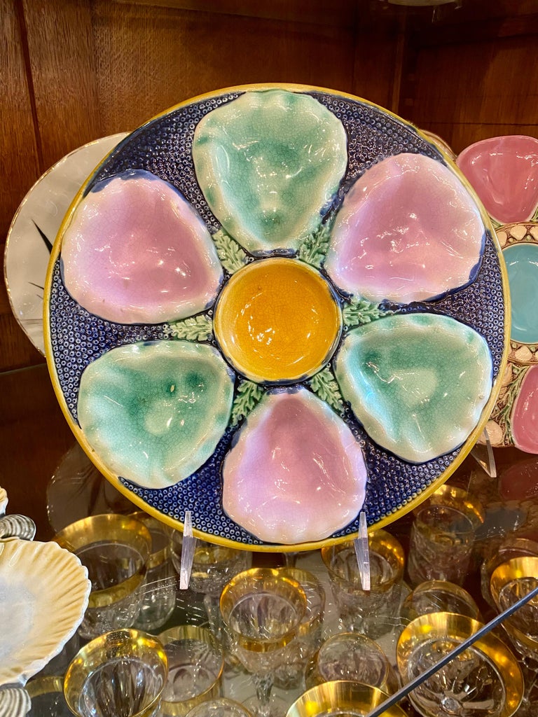 Antique English "Adams and Bromley Co." Majolica Porcelain Oyster Plate ...