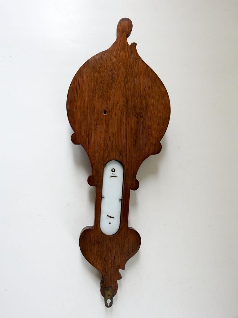 Antique English Aneroid Barometer and Thermometer For Sale at 1stDibs