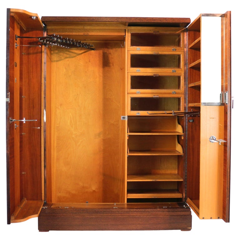 Antique English Art Deco Mahogany Gentleman’s Compactum Wardrobe by ...