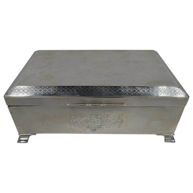 Antique English Art Deco Sterling Silver Box For Sale at 1stDibs