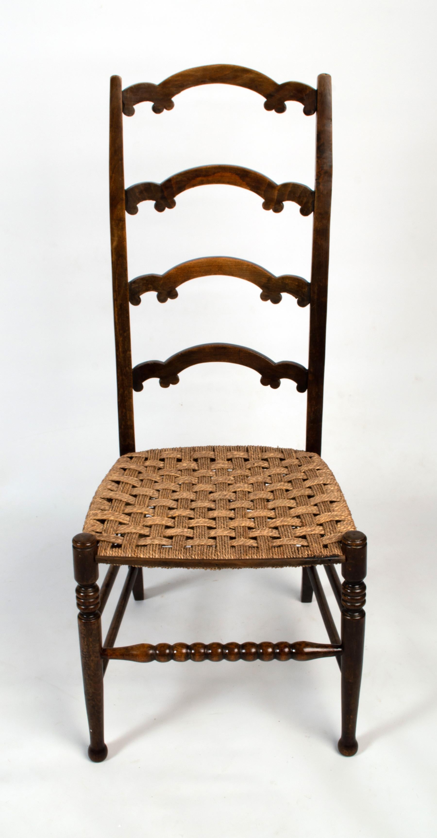 Antique English Arts and Crafts William Birch Liberty and Co. Ladder Back Chair For Sale at 1stDibs