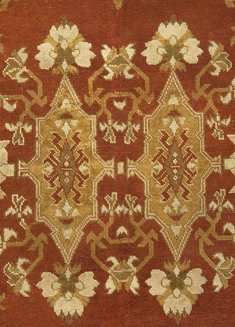 Antique English Axminster Abstract Bold Handwoven Wool Rug by Doris ...