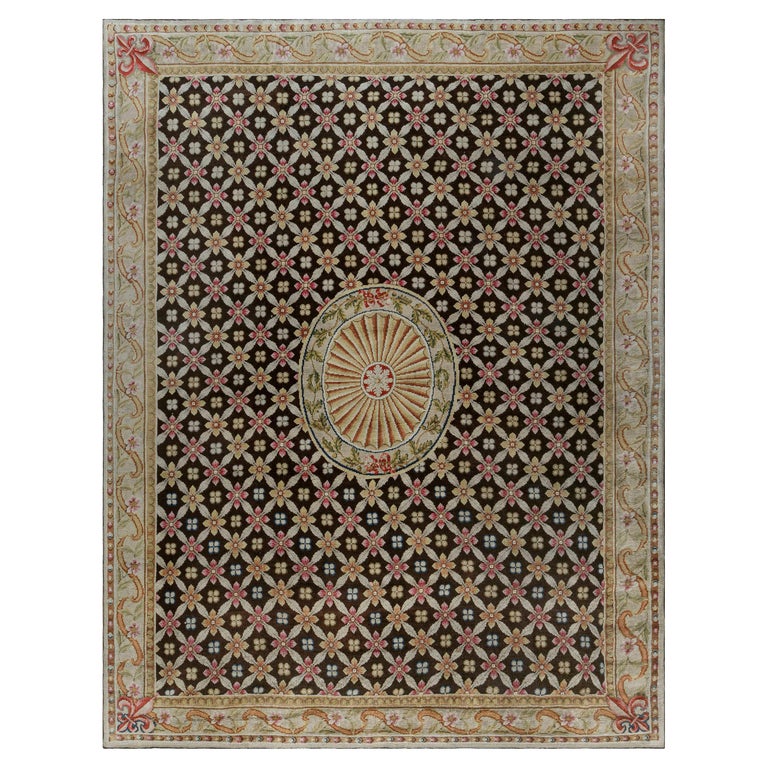 Antique English Axminster Handmade Wool Rug For Sale at 1stDibs