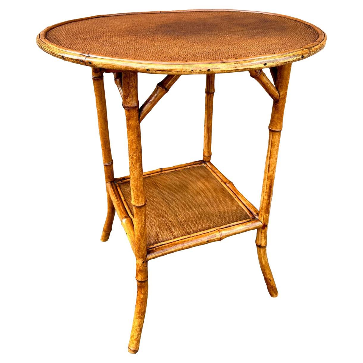 Antique English Bamboo Side Table For Sale at 1stDibs