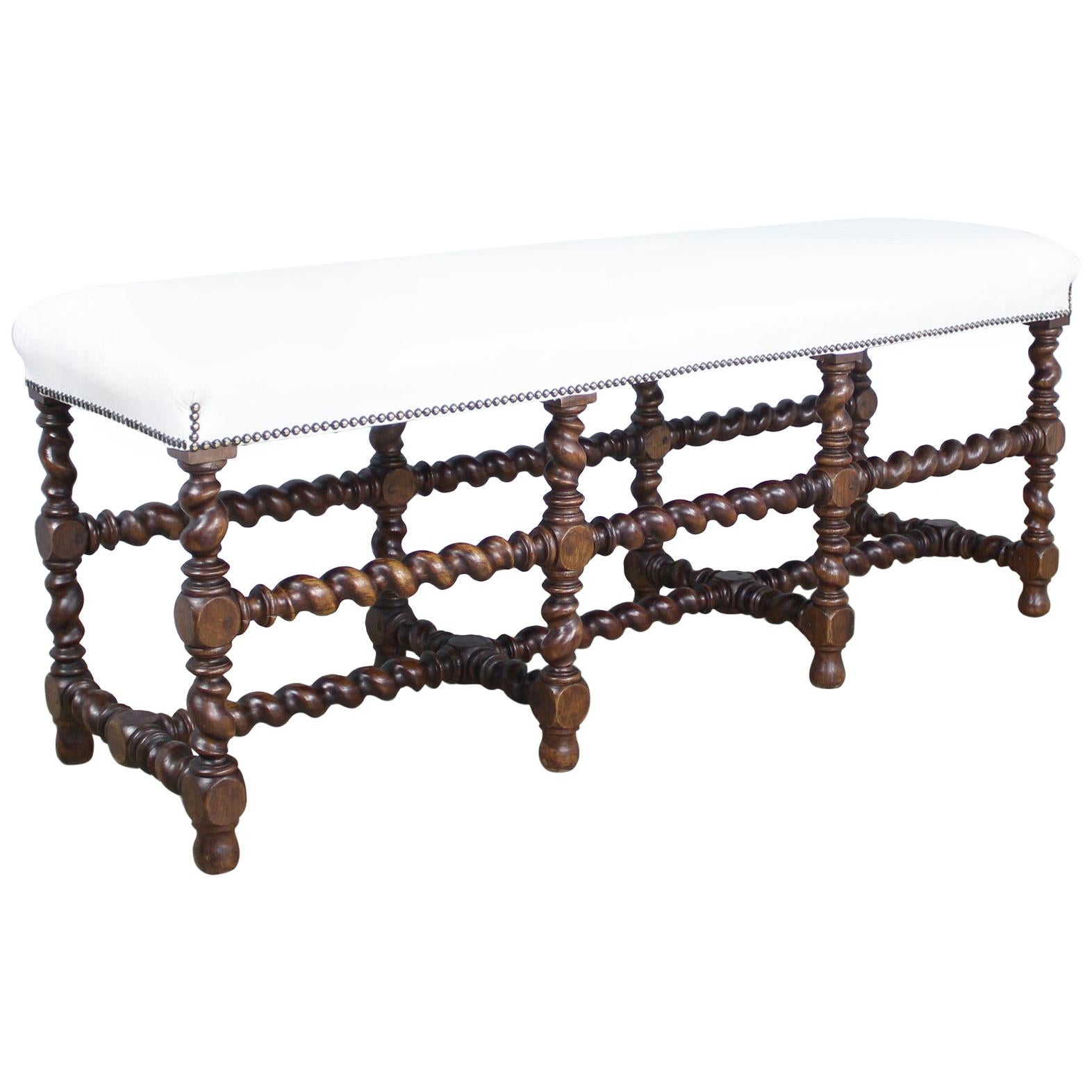 Antique English Barley Twist Long Stool at 1stDibs