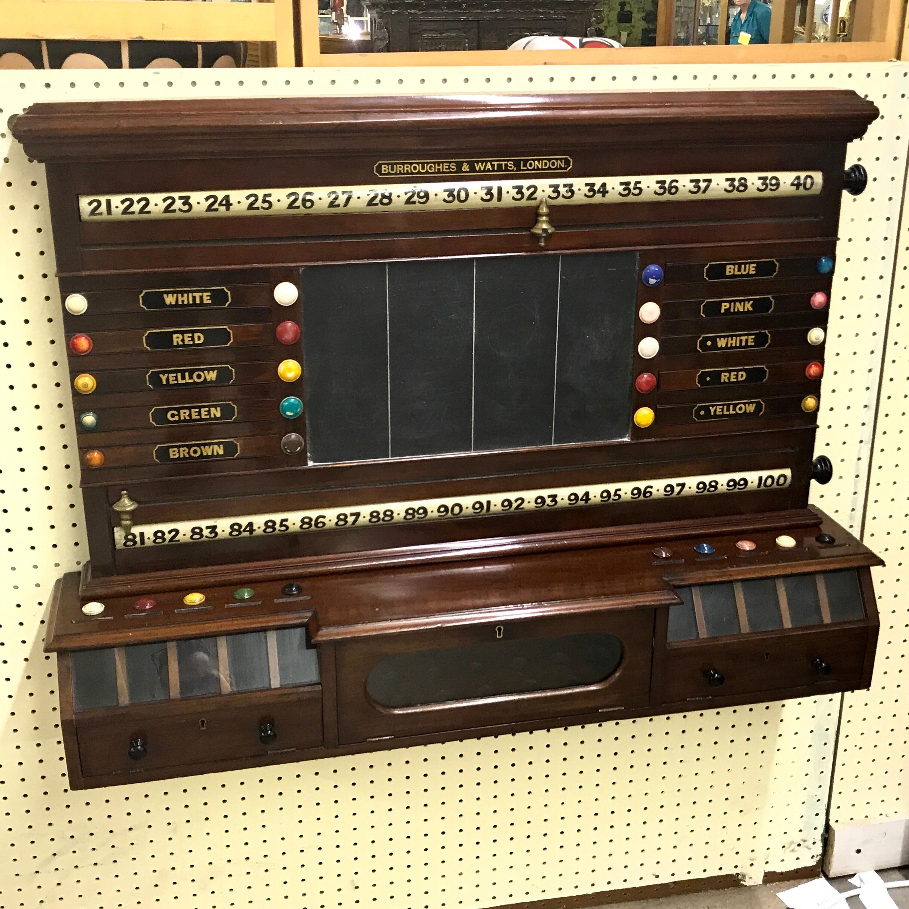 Antique English Billiards Score Board by Burroughes and Watts, London ...