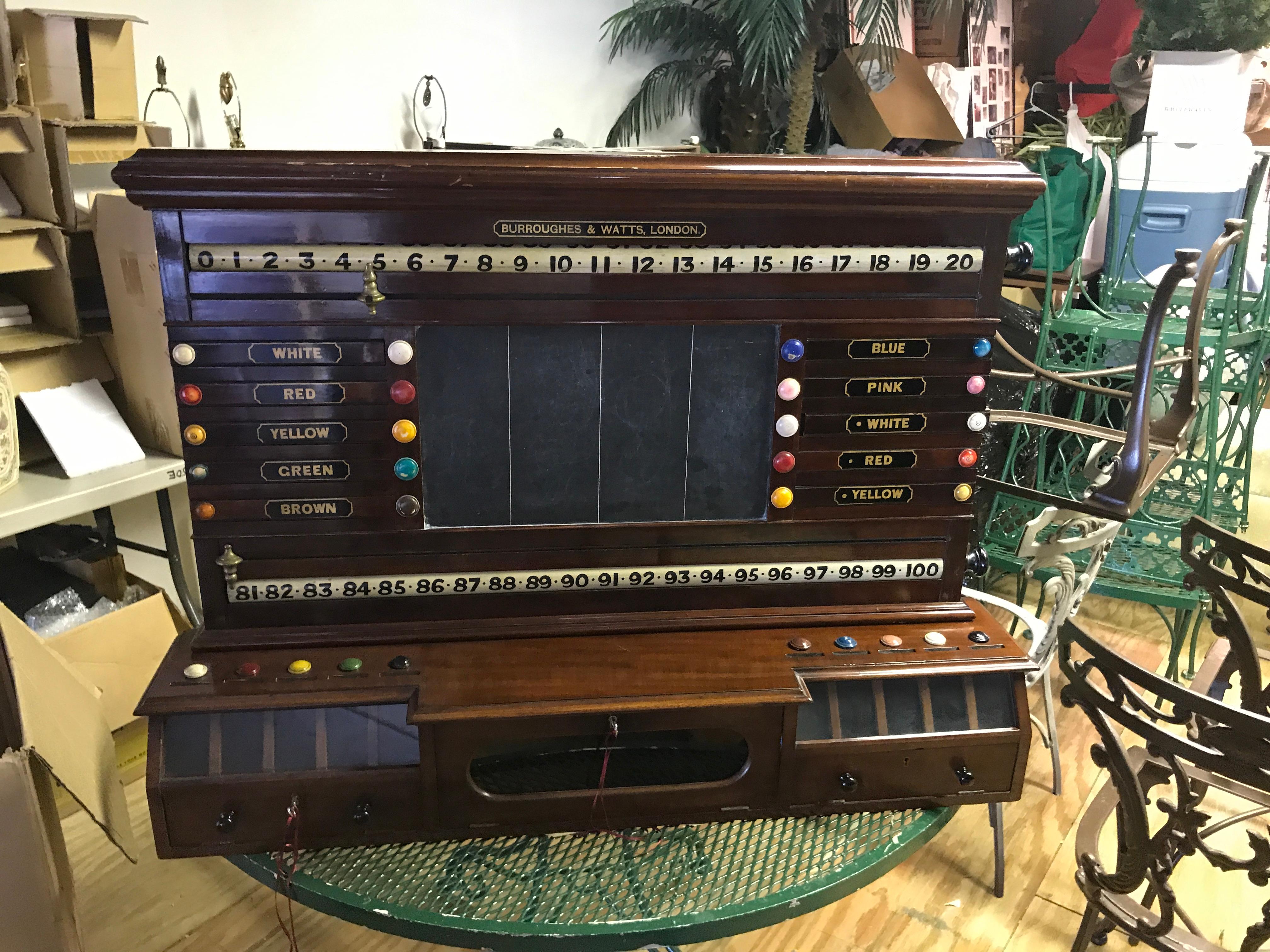 Antique English Billiards Score Board by Burroughes and Watts, London ...