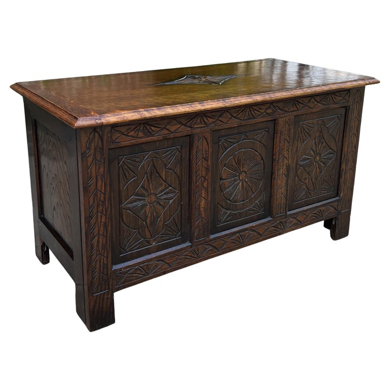 Antique English Blanket Box Chest Trunk Coffee Table Storage Chest ...