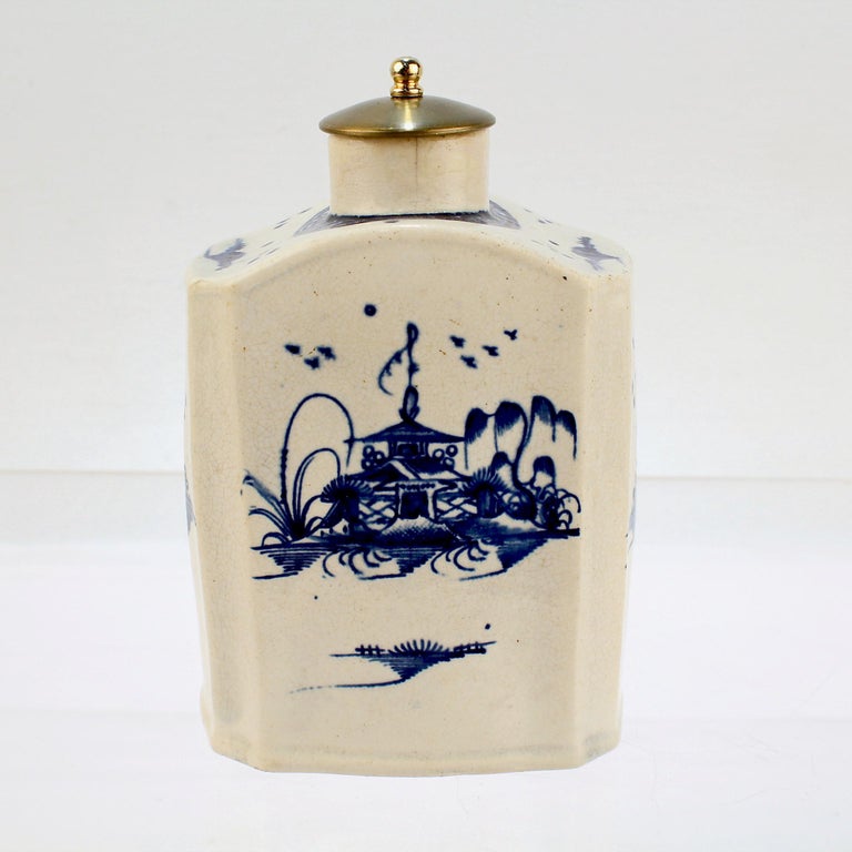 Antique English Blue and White Decorated Creamware or Pearlware Pottery ...