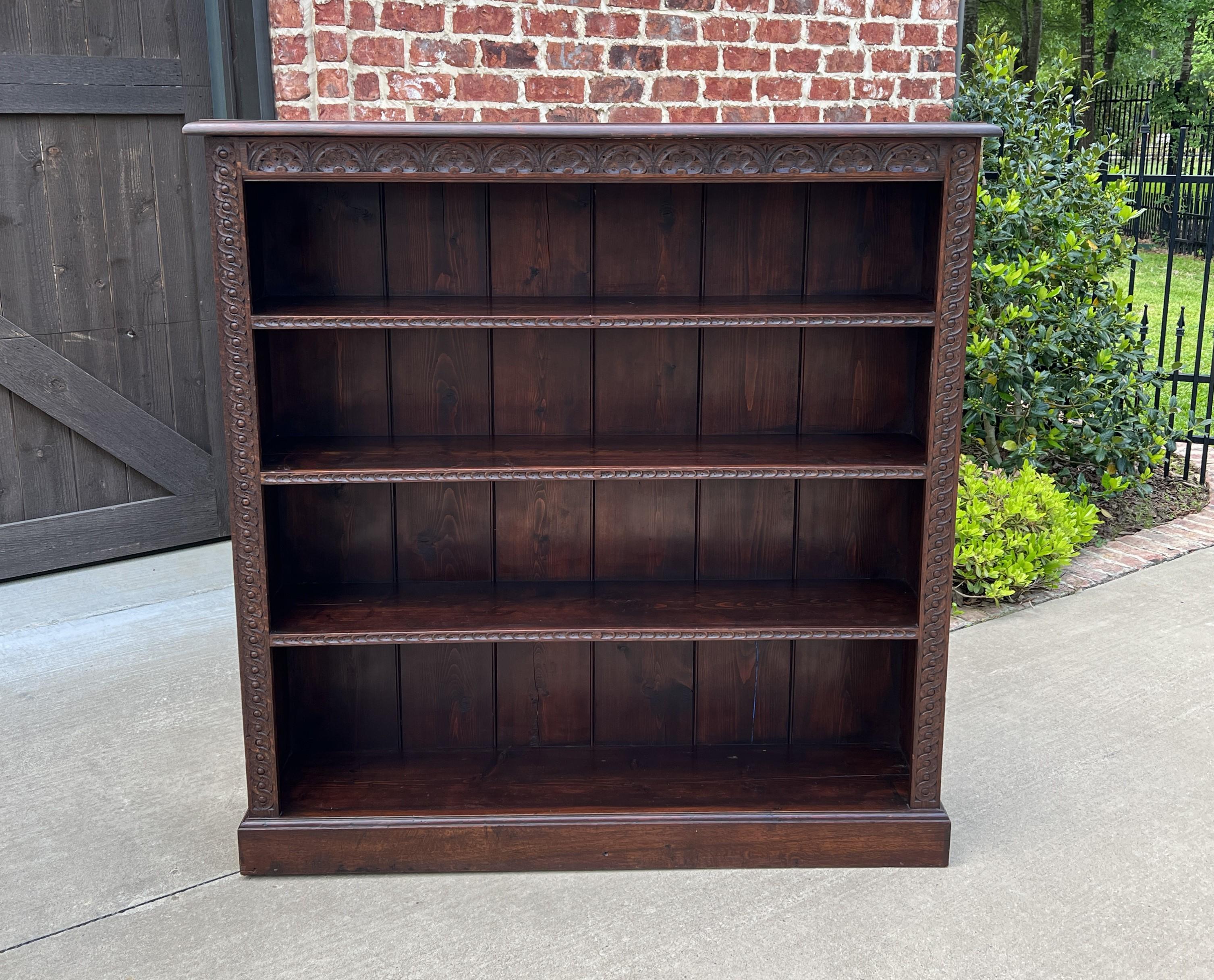 Antique English Bookcase Display Shelf Cabinet Oak Slim Profile, c ...