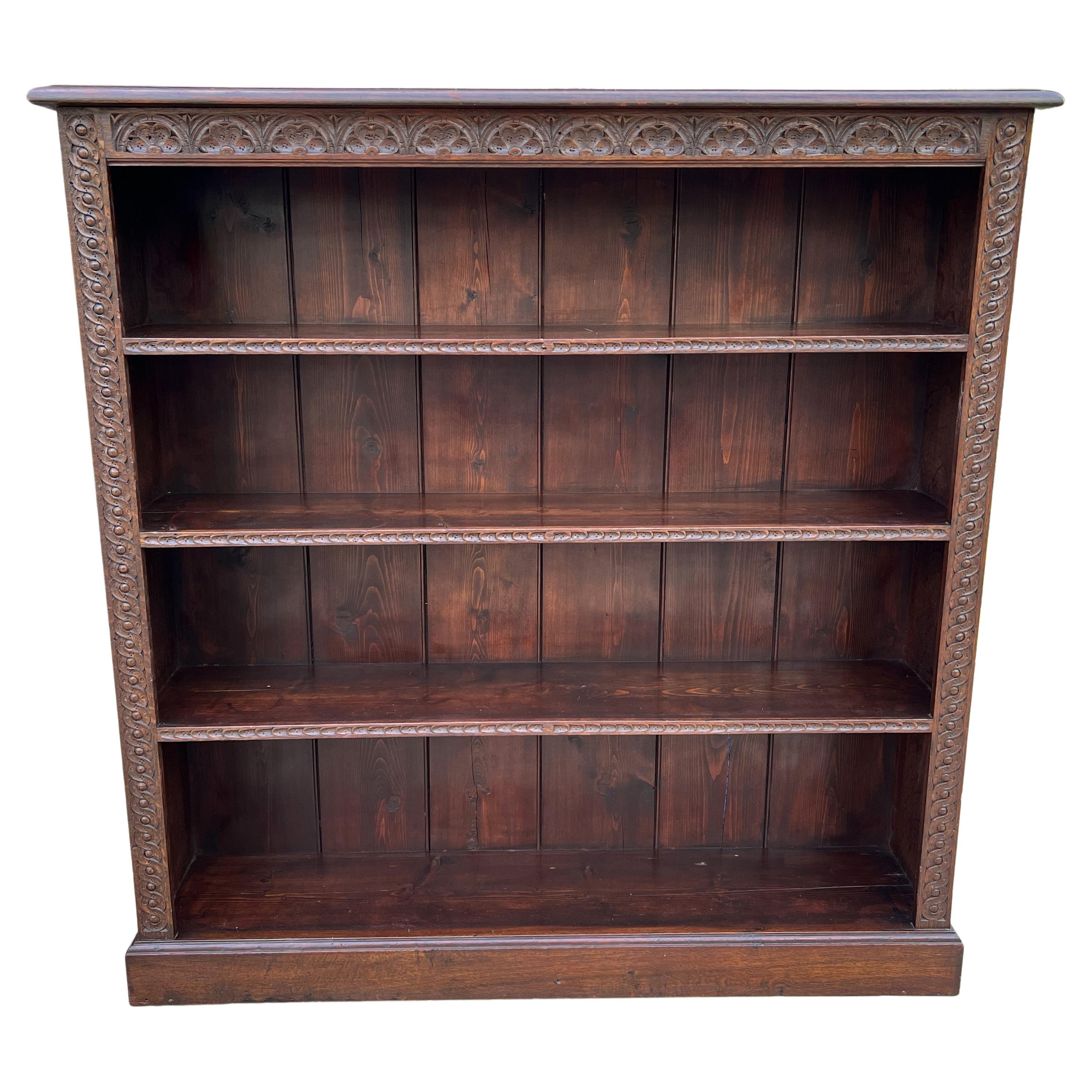 Antique French Bookcase Hunt Cabinet Display Buffet Black Forest Oak ...