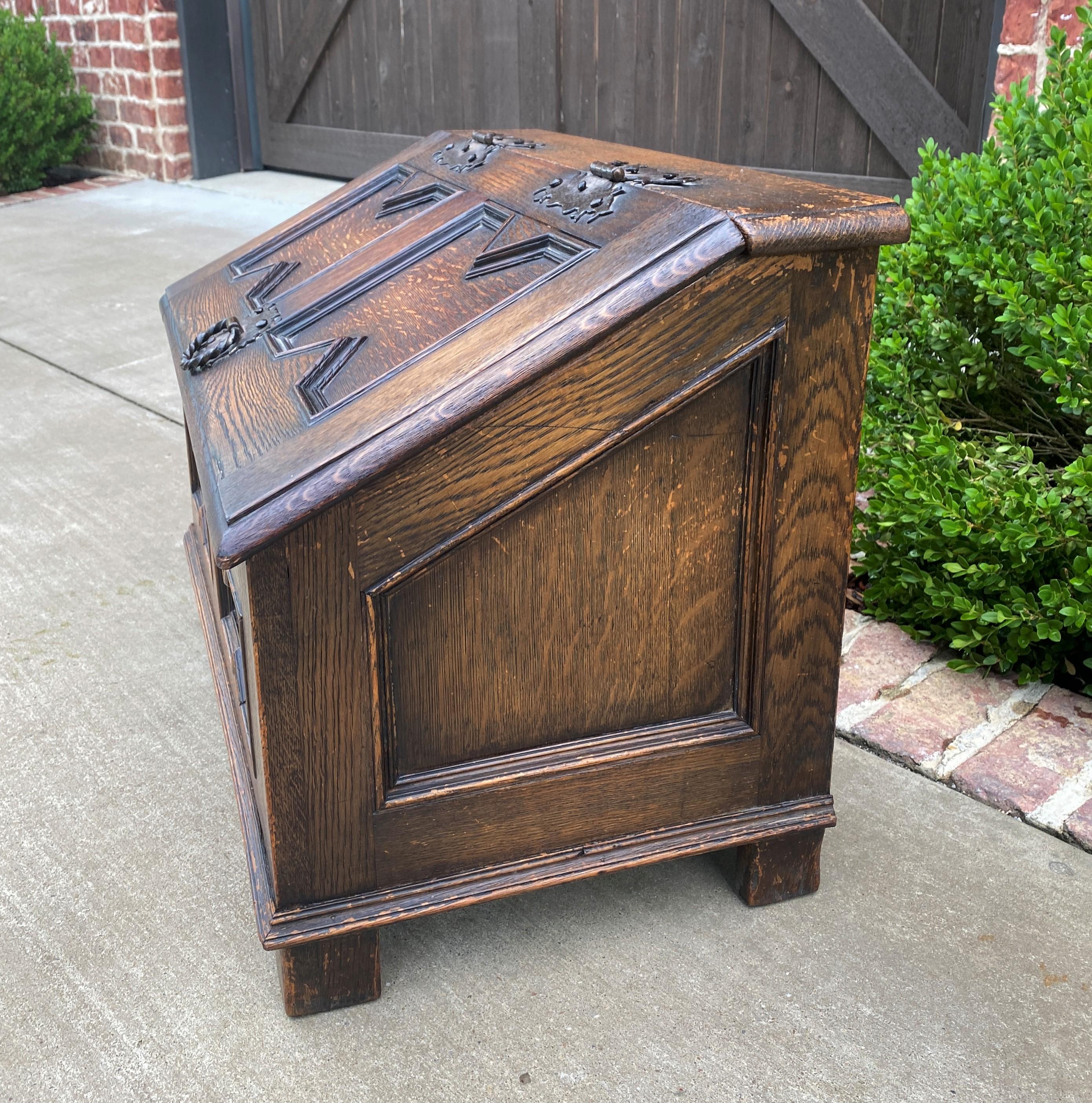Antique English Box Chest Trunk Blanket Fire Box Chest Jacobean Tudor ...