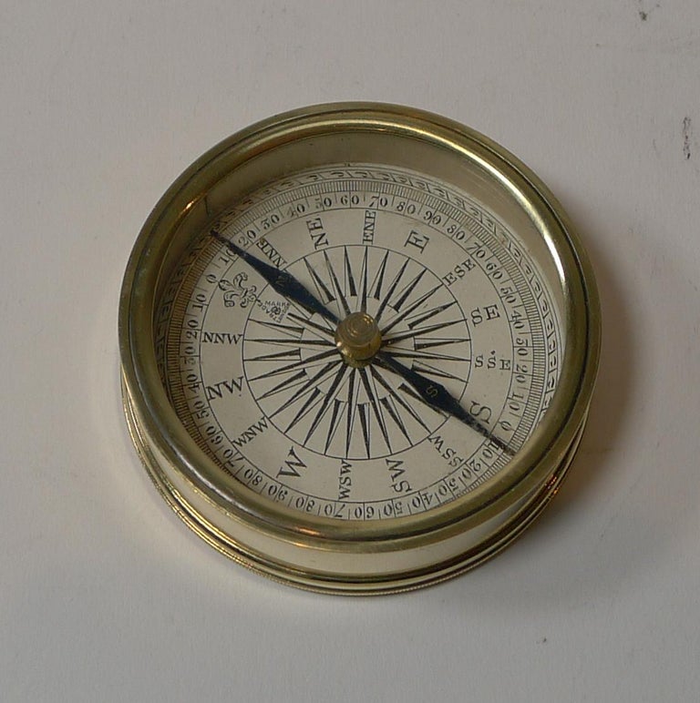 Antique English Brass Cased Compass c.1890 at 1stDibs